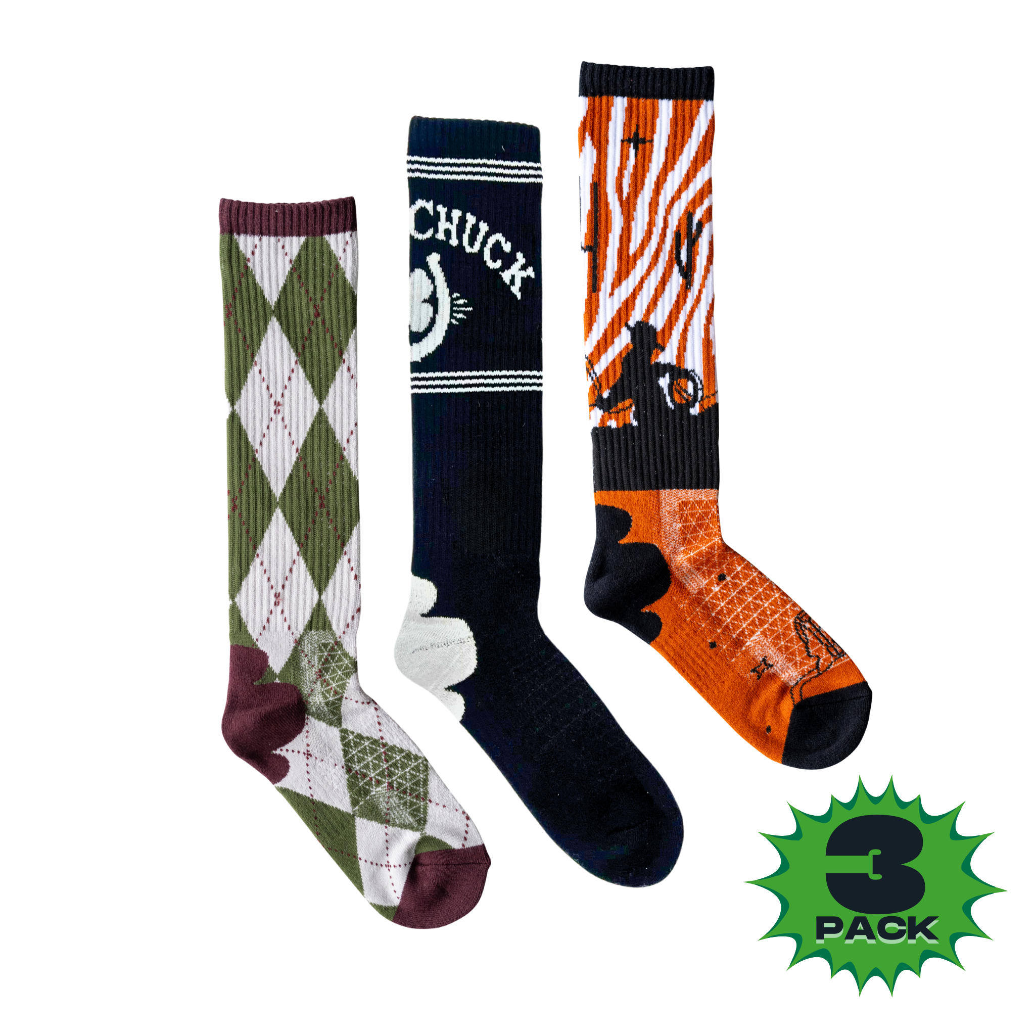 The Lucky 3 Pack | Retro Argyle Maverick Performance Boot Socks – Lucky ...